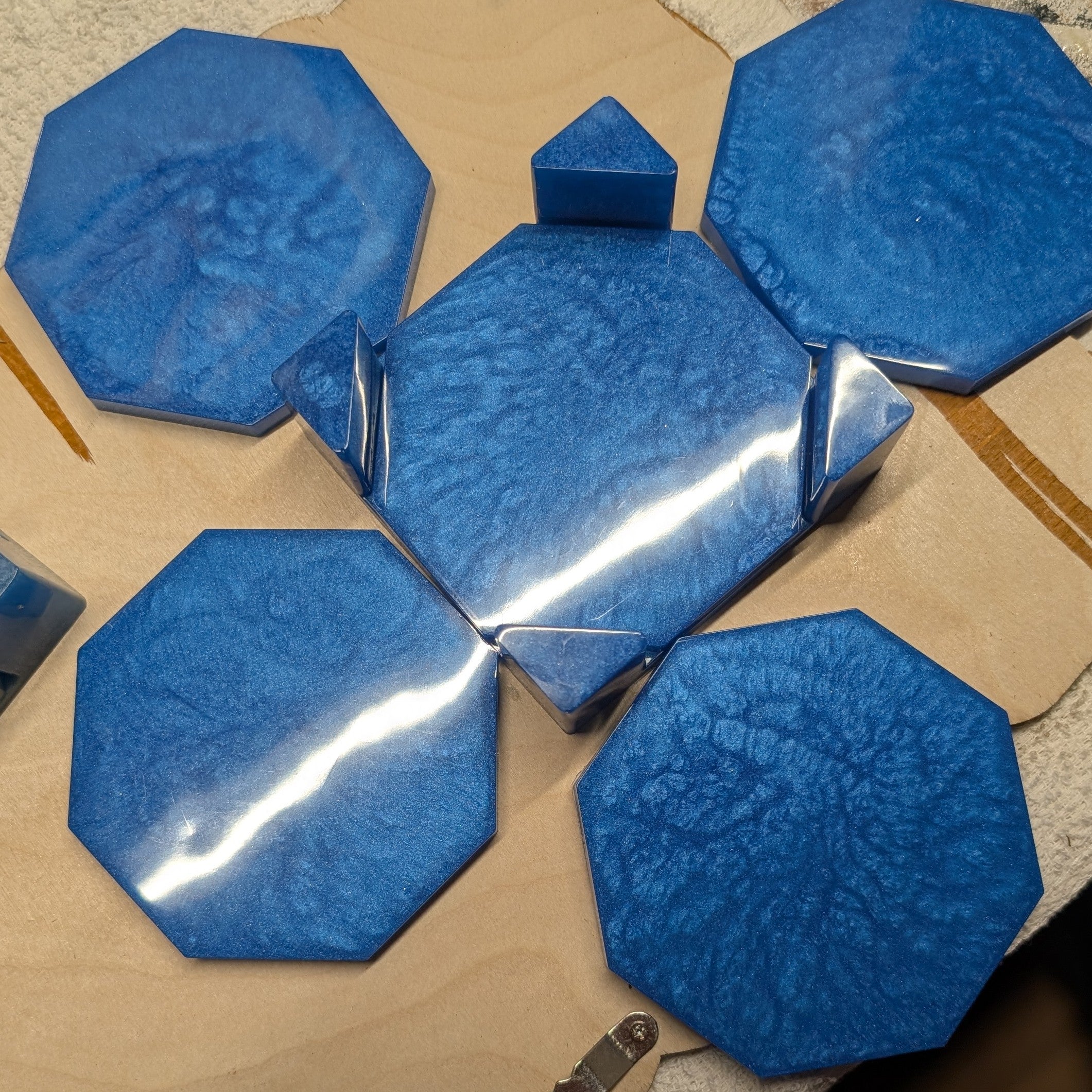 Metallic Blue Epoxy Resin Coasters Set of 5 with Holder - Handcrafted ...